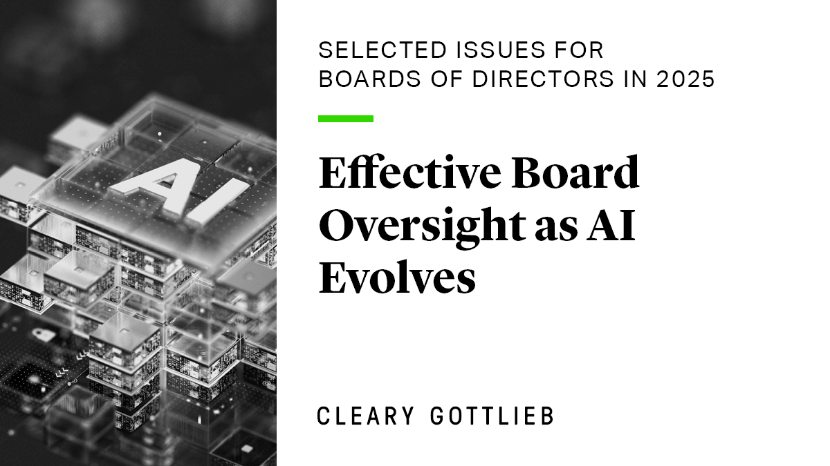 Effective Board Oversight as AI Evolves | Selected Issues for Boards of ...